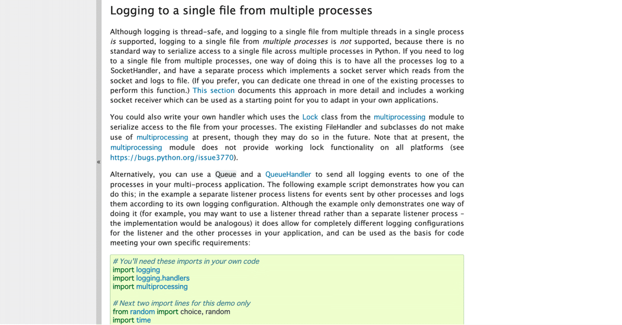 超簡単Pythonで複数（マルチ）プロセスから単一ログファイル出力処理｜10mohi6