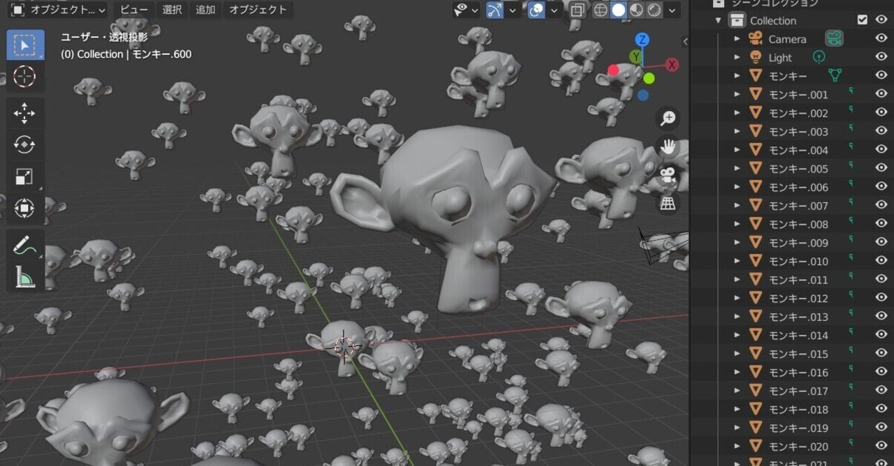 Blender×Pythonでサルを沢山描いてみました｜地図アート研究所｜note