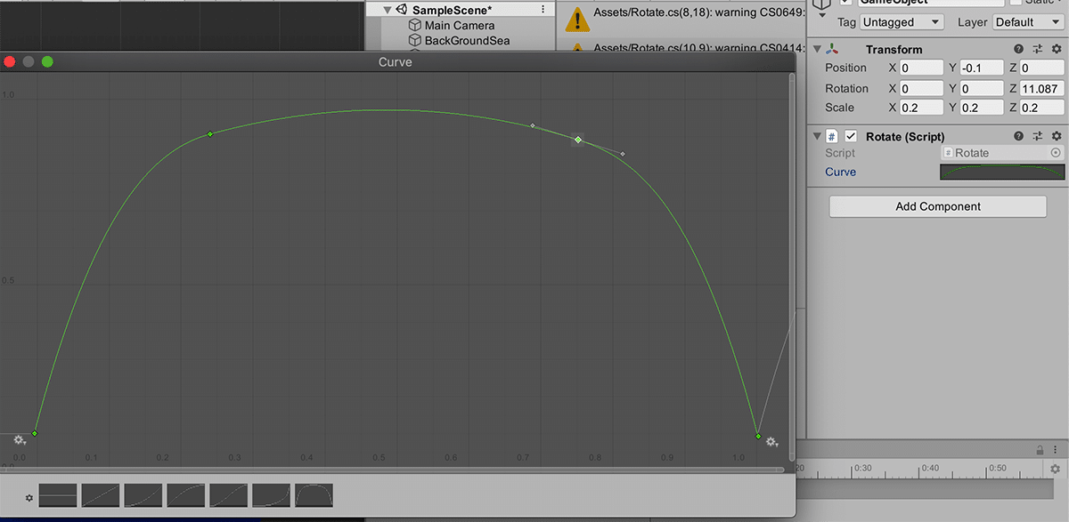 [Unity]AnimationCurveで動きに緩急｜まさたろ