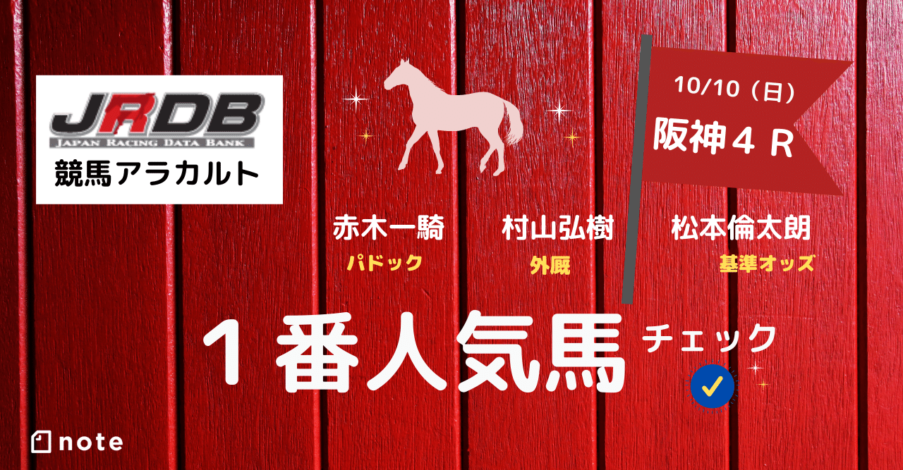 10/10（日） 阪神4R 1番人気馬チェック｜JRDB 競馬アラカルト