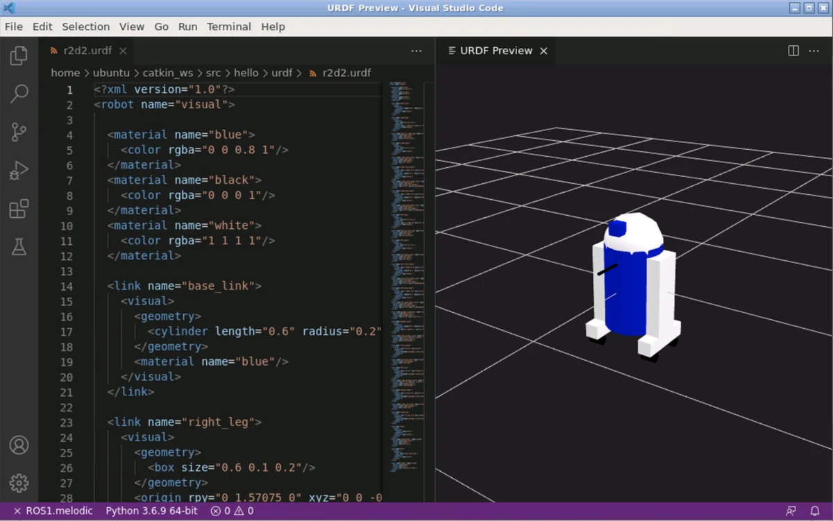 ROS入門 (23) - VSCodeでURDFを読み込む｜npaka