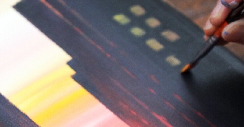 アクリル絵の具で「都会の夕焼け」を描いてみた｜junya_art｜note