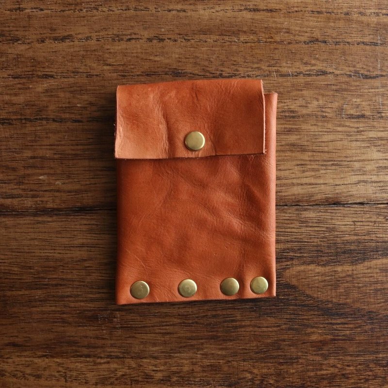 創作 柿渋染レザーの小物入れ｜草木染レザーSou-no-Iro