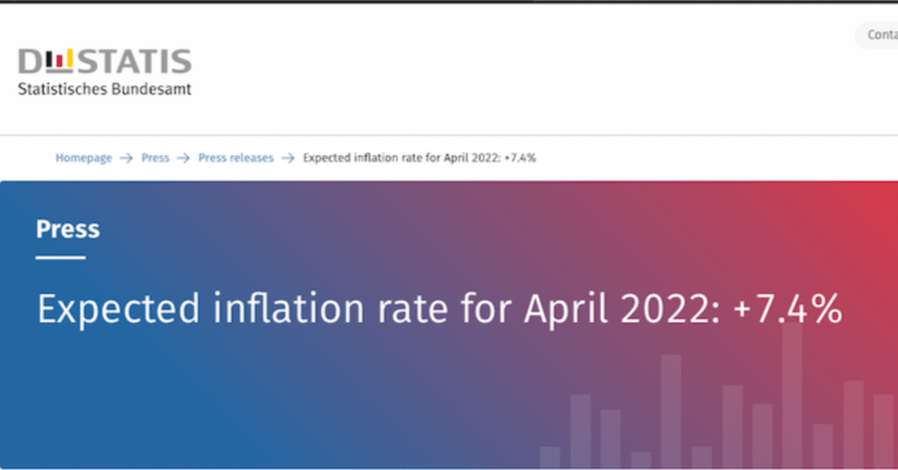 ドイツのインフレ率、2022年04月は7.4%に加速＝速報値。｜DigitalCreator｜note