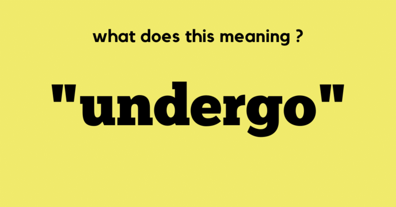 what does this meaning "undergo"｜Lio0532