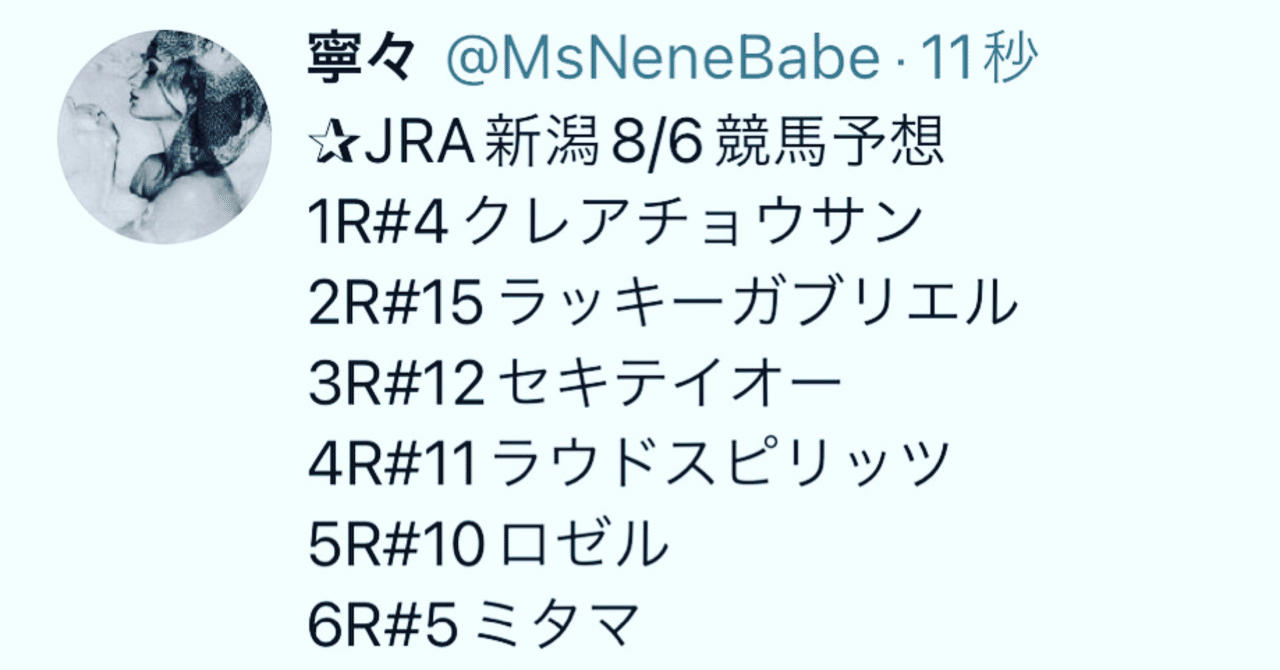JRA新潟8/6競馬予想｜寧々(MsNeneBabe)