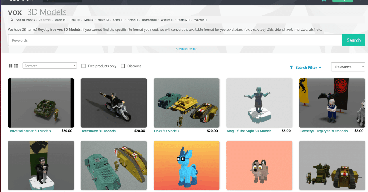 Osx版のVoxel MagicaVoxelが黒い画面のまま動かない場合はフォルダからapp一回出して戻すと動く。.voxファイルはウェブで見つからないが 3dexport.comに結構あった ...