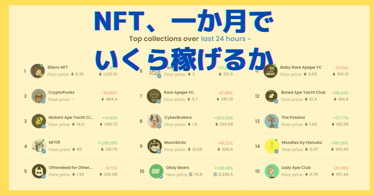 NFTは一か月でいくら稼げるか？｜0xpanda alpha lab