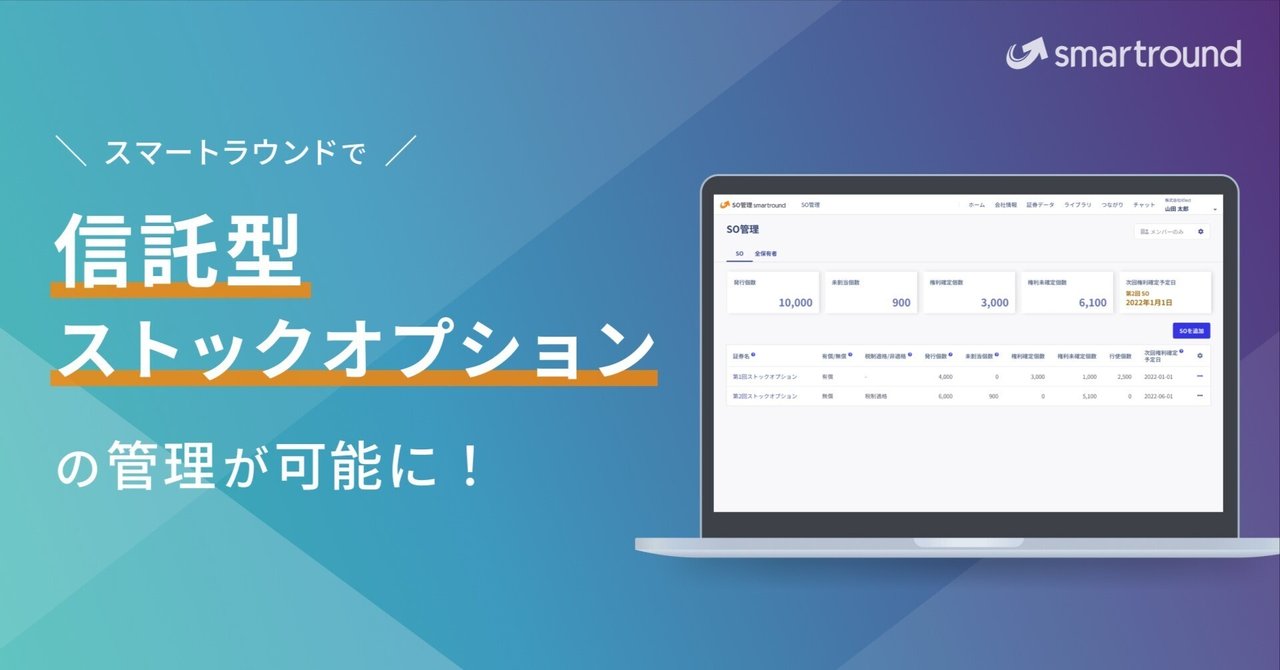smartroundで信託型ストックオプションの管理が可能に！｜スマートラウンド