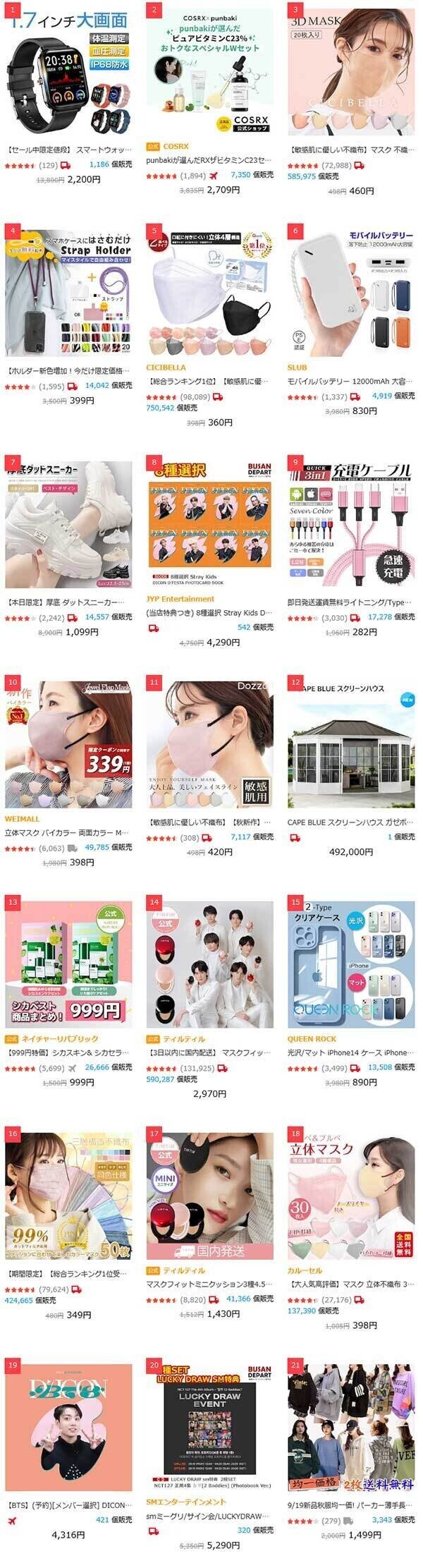 2022年9月22日にQoo10で売れた商品をTOP20までまとめてみた｜売れるネットショップの教科書