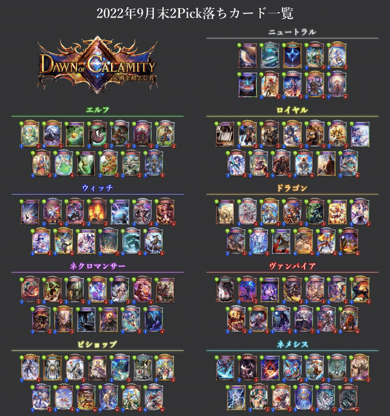 【シャドバ】2Pick卒業式〜DOC環境編〜ピック落ちカード一覧&全クラス評価【Shadowverse】｜ソー/シャドバ2Pick