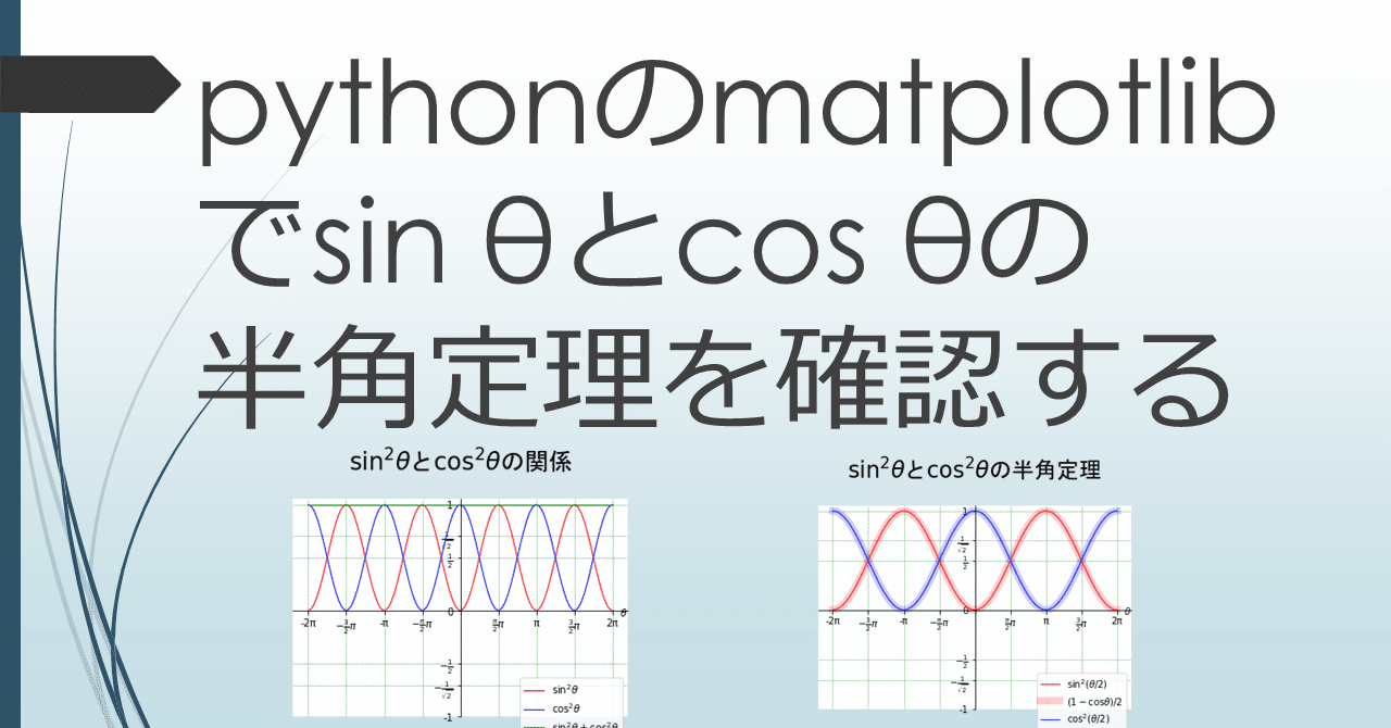 Pythonのmatplotlibでsin θとcos θの半角定理を確認する|pythonic Highschool