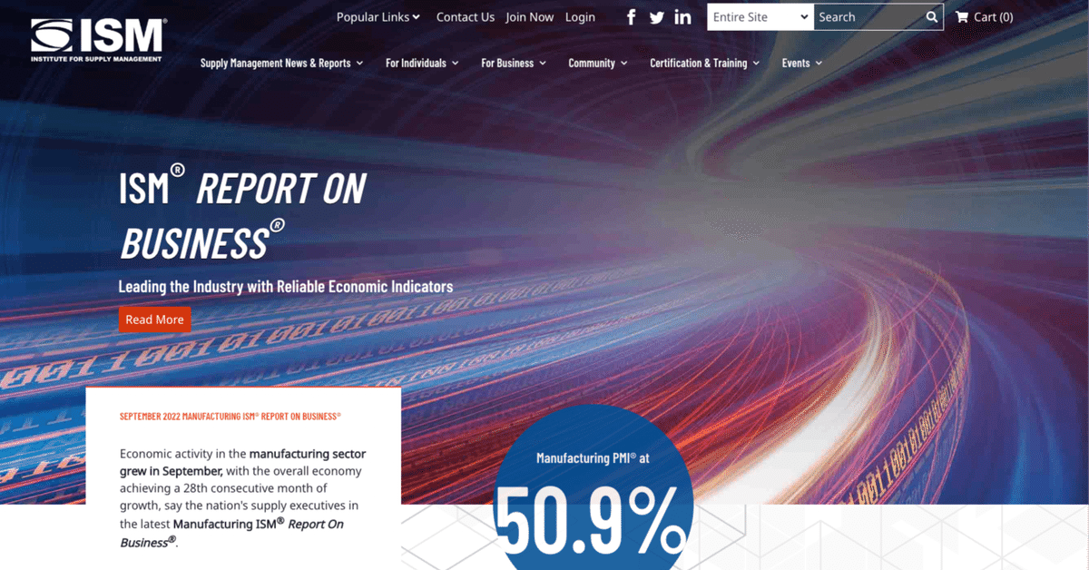 9月ISM製造業は予想以上の落ち込み。新規受注と雇用が減少し、物価上昇は緩和。｜Yuta Sugii