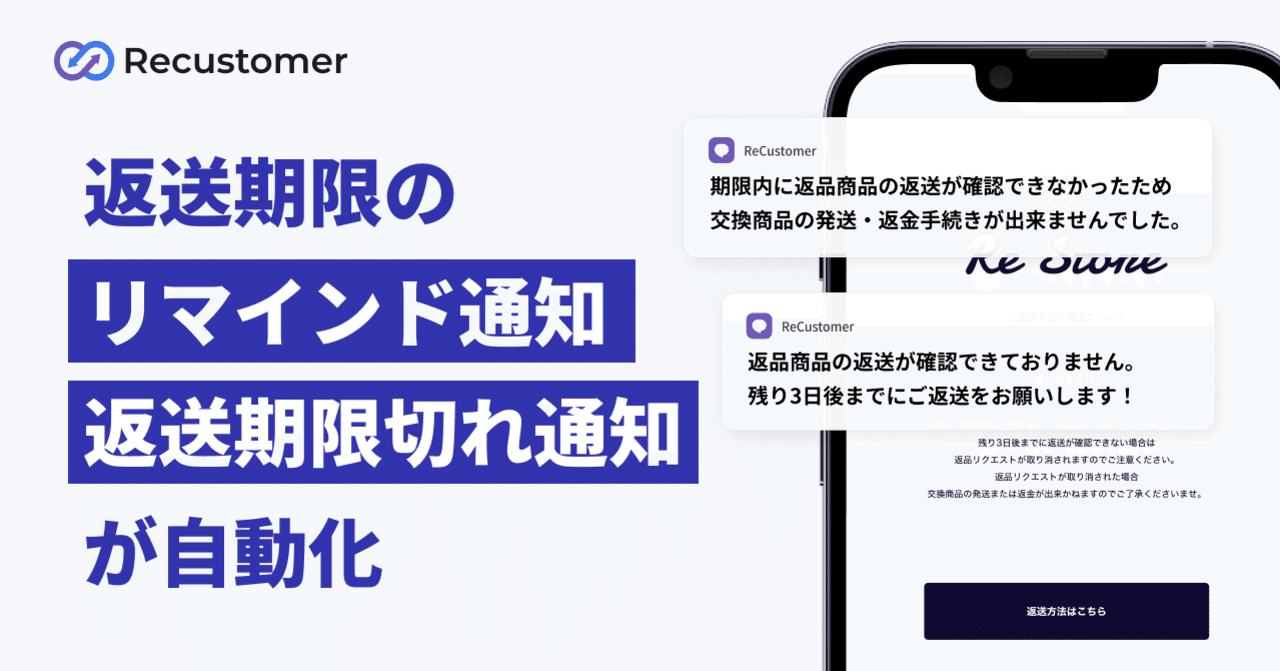 返品商品が返送されない時の「リマインド通知」が自動化しました！｜Recustomer