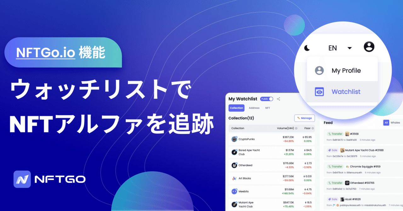 ウォッチリストでNFTアルファを追跡｜NFTGo 公式