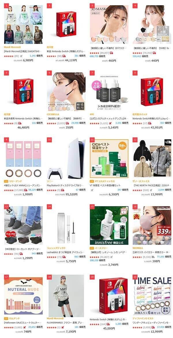 2022年10月27日にQoo10で売れた商品をTOP20までまとめてみた｜売れるネットショップの教科書