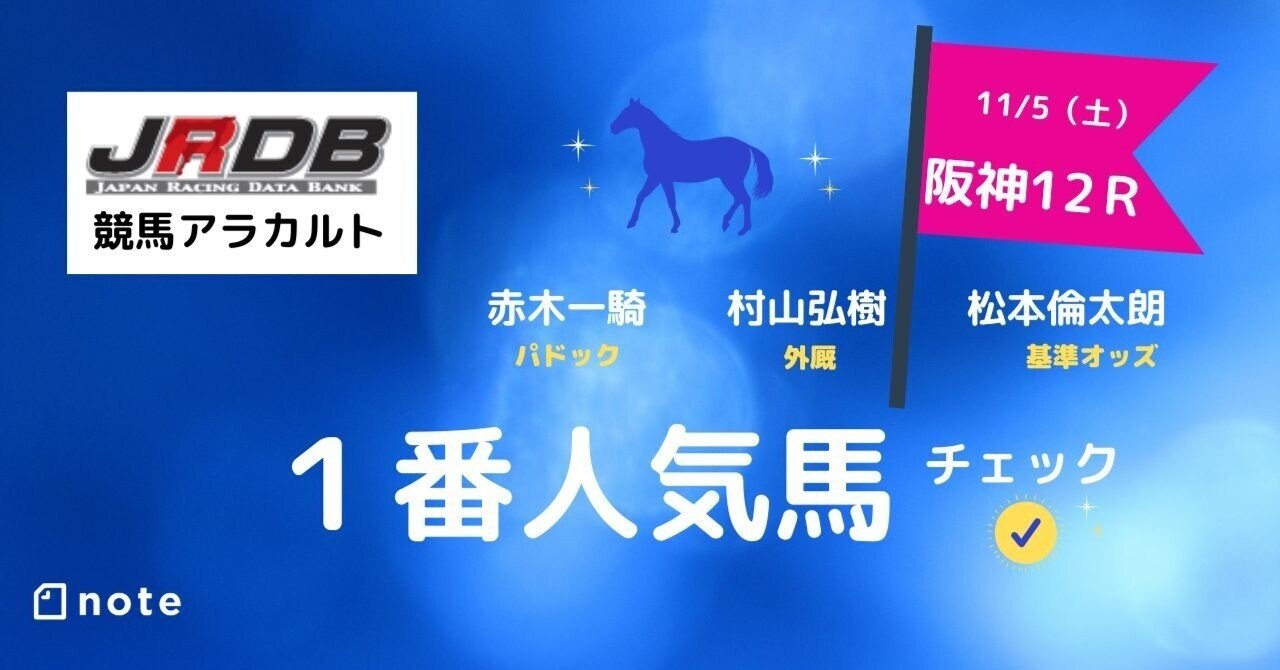 11/5（土） 阪神12R 1番人気馬チェック｜JRDB 競馬アラカルト｜note