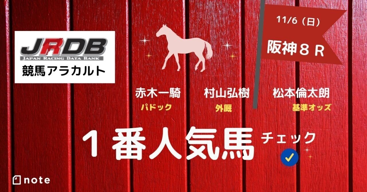 11/6（日） 阪神8R 1番人気馬チェック｜JRDB 競馬アラカルト