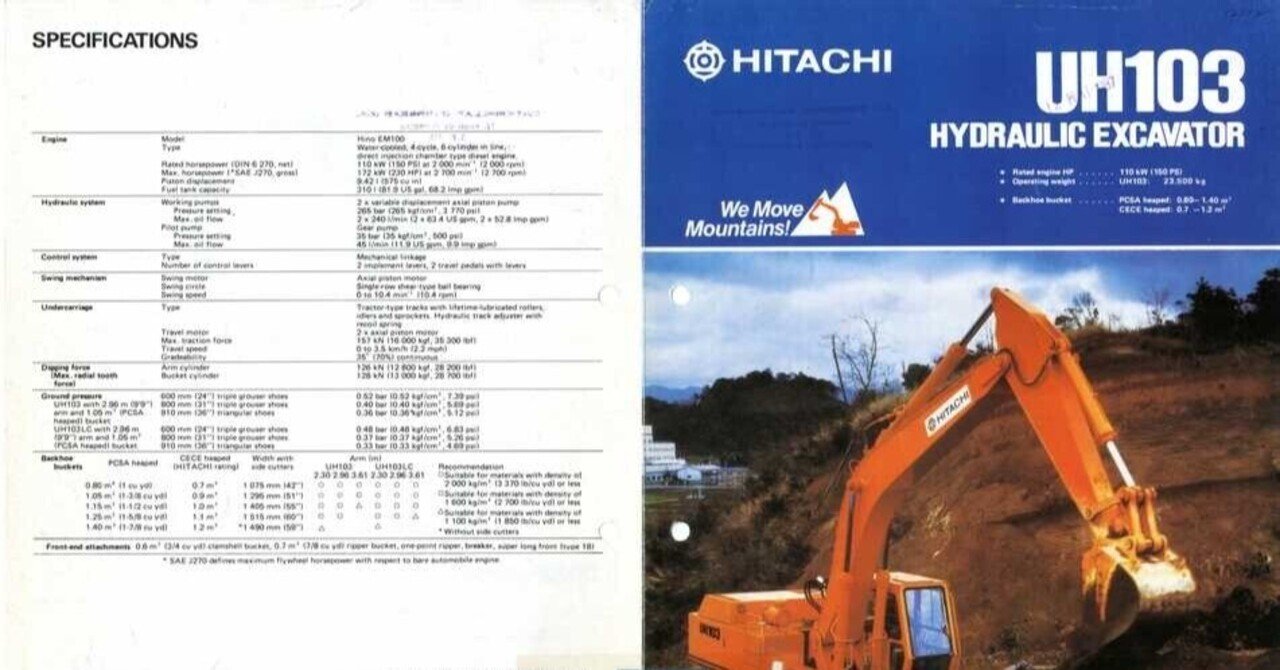 HITACHI UH103 HYDRAULIC EXCAVATOR｜建設機械化ライブラリー｜note