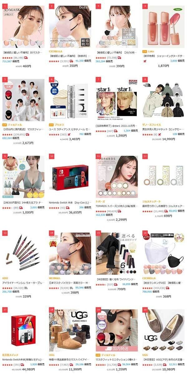 2022年11月5日にQoo10で売れた商品をTOP20までまとめてみた｜売れるネットショップの教科書