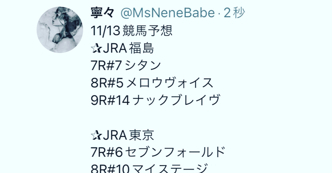 JRA11/13競馬予想#3｜寧々(MsNeneBabe)｜note