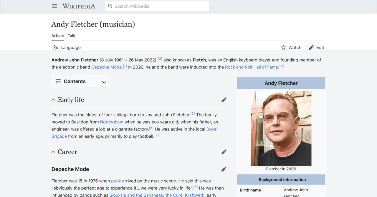 【アンドリュー・フレッチャー】英語版ウィキペディアを日本語で読む【Andrew Fletcher】｜英語de洋楽｜note