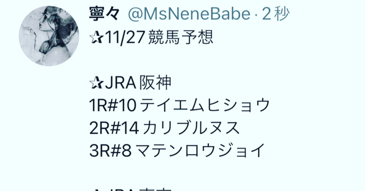 JRA11/27競馬予想#1｜寧々(MsNeneBabe)｜note
