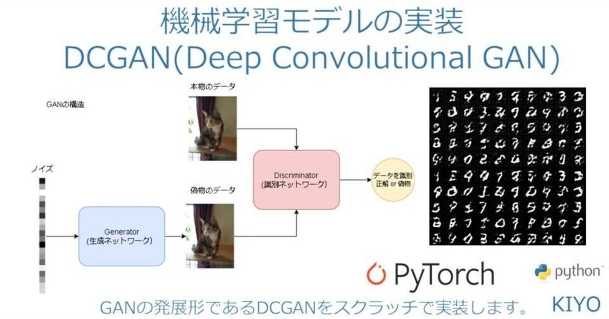 機械学習モデルの実装：DCGAN(Deep Convolutional GAN)｜KIYO