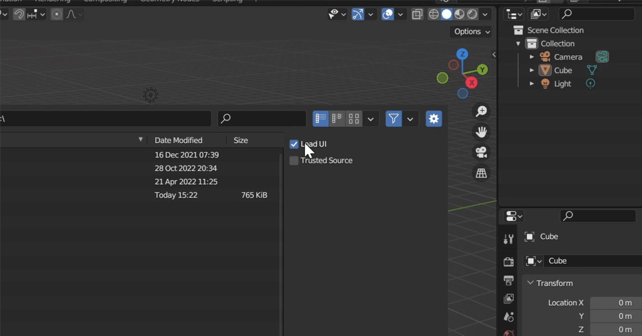 ユーザーインターフェイスの保存と読み込み｜Blender Diary