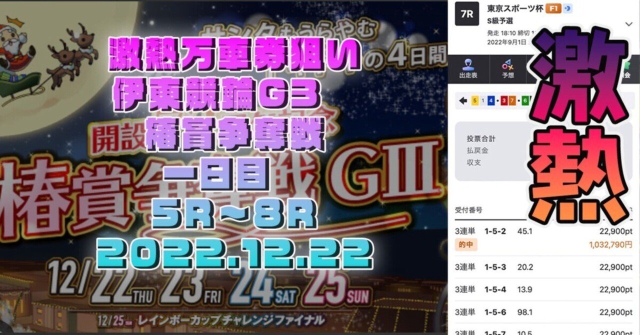 📝12/22📝伊東競輪G3椿賞争奪戦一日目👑5R〜8R完全攻略📝万車券狙い🎯｜競輪情報マスター｜note