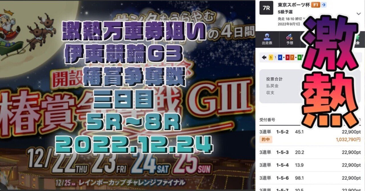 📝12/24📝伊東競輪G3椿賞争奪戦三日目👑5R〜8R完全攻略📝万車券狙い🎯｜競輪情報マスター｜note