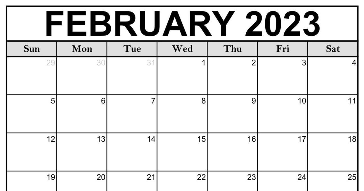 February 2023 Calendar - 123calendars.com｜123Calendars.com｜note