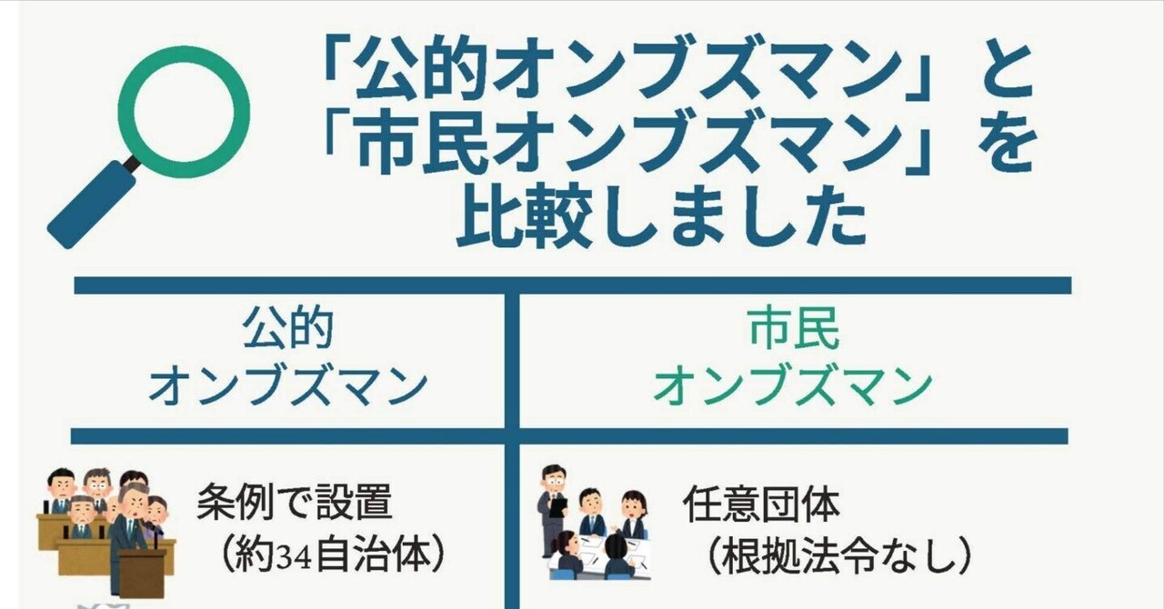 公的オンブズマンと市民オンブズマンの比較表｜ombuds