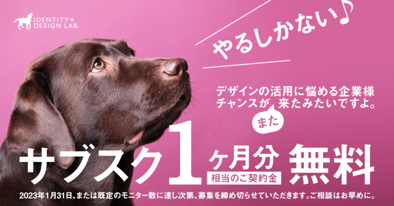 好評につき第二弾 サブスク・プランの限定モニターを募集します。｜IDENTITY+DESIGN LAB.