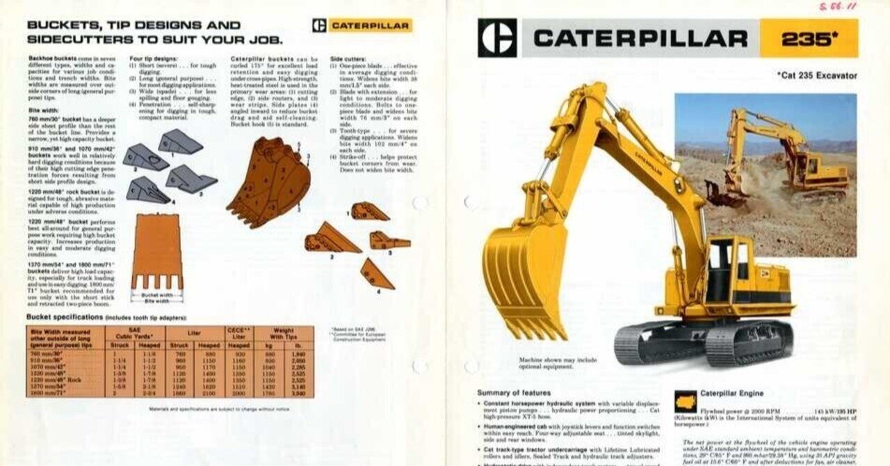 Caterpillar 235 Cat 235 Excavator｜建設機械化ライブラリー