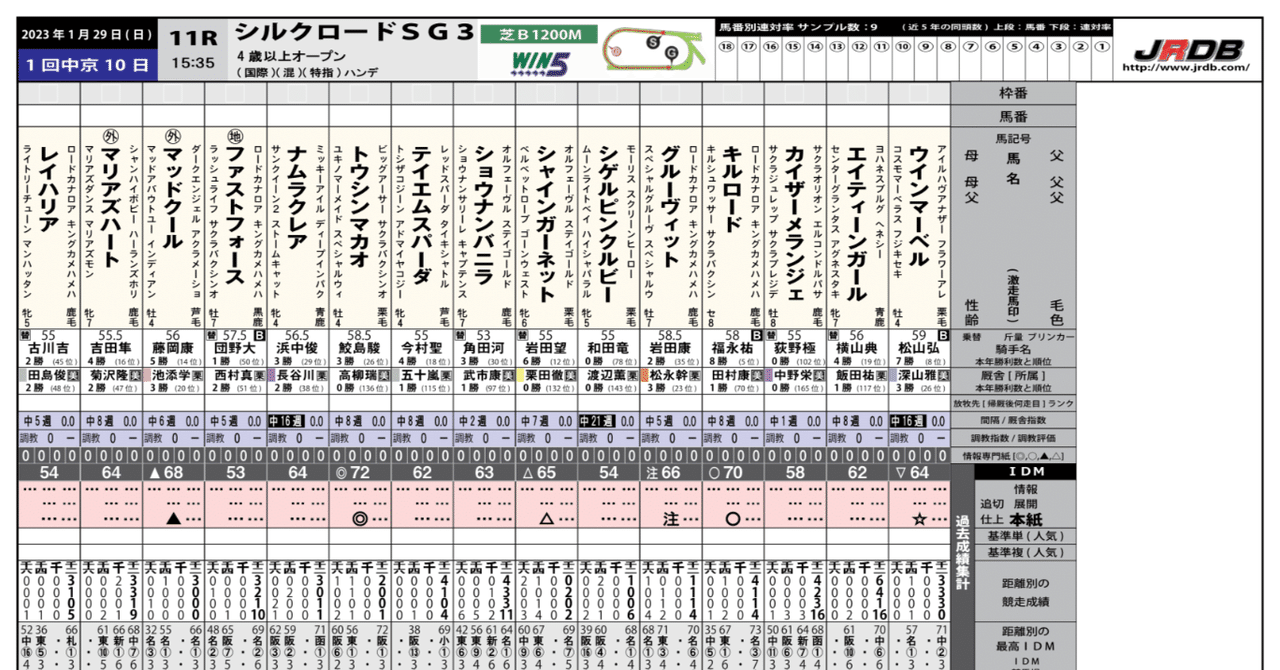 新ウェブレーシングペーパー(木曜想定版)【1月28日～1月29日】｜JRDB 競馬アラカルト｜note