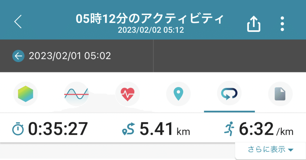 5キロ 20230202ランニングメモ35:27｜デコおよよ