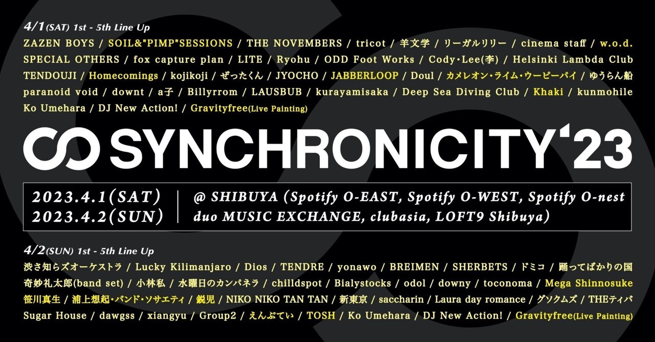 『SYNCHRONICITY'23』第5弾ラインナップについてのお話 〜 最高のワクワクと感動を 〜｜Jun Aso｜note