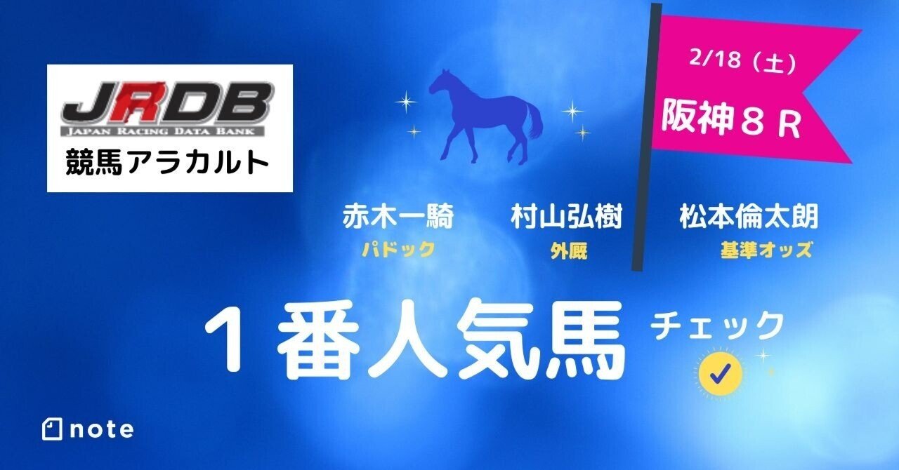 2/18（土）阪神8R 1番人気馬チェック｜JRDB 競馬アラカルト｜note