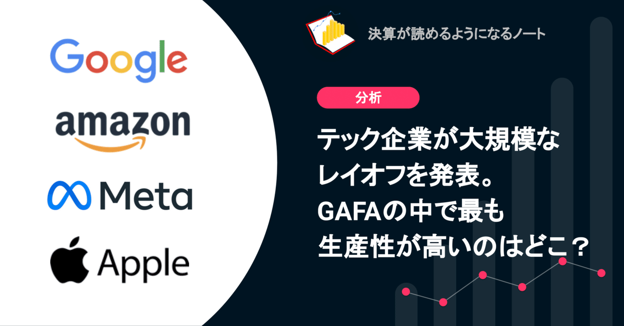 Q. テック企業が大規模なレイオフを発表。GAFAの中で最も生産性が高いのはどこ？｜決算が読めるようになるノート