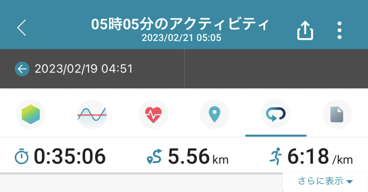 5.5キロ 20230221ランニングメモ35:06｜デコおよよ