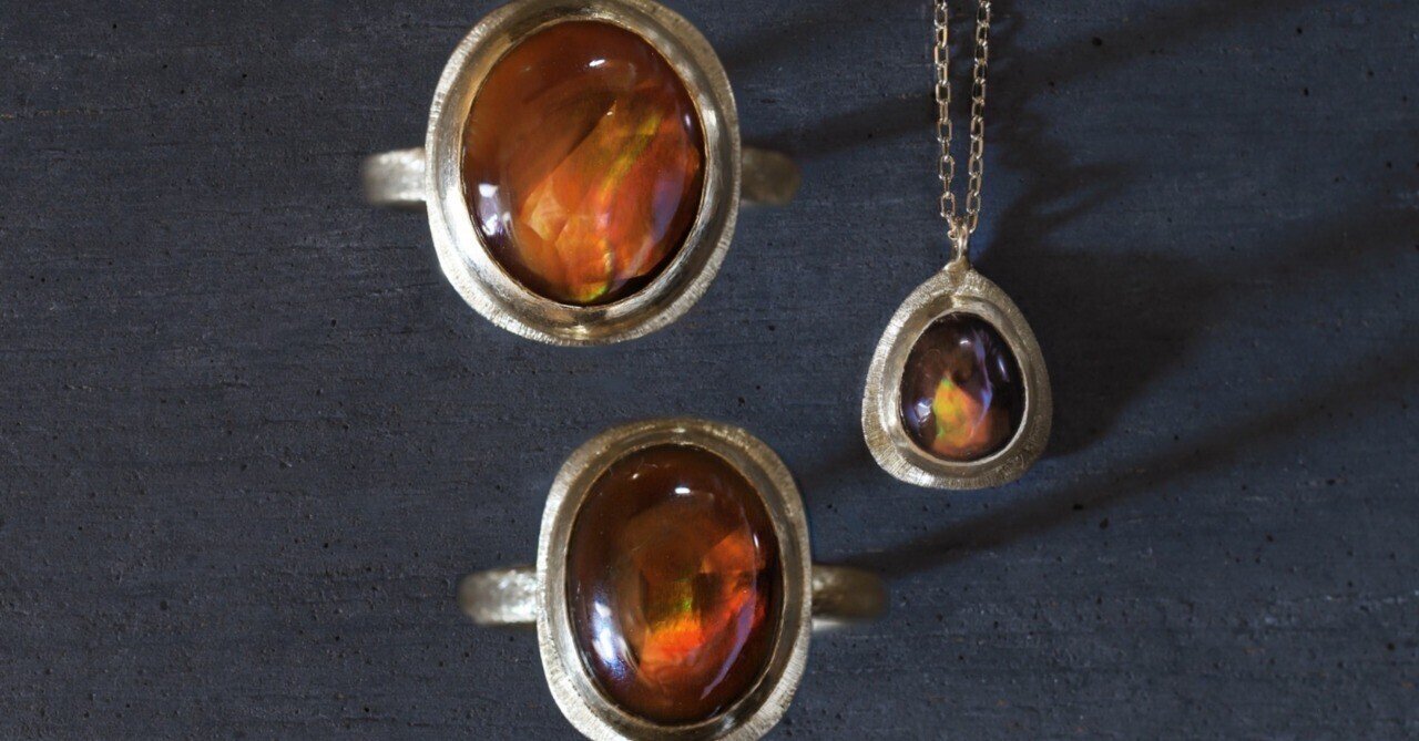 Fire agate ring / necklace｜Ryui
