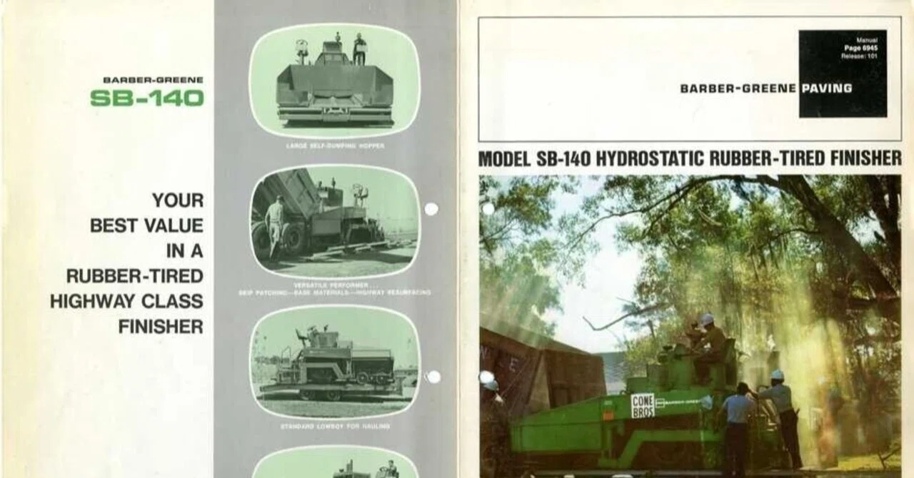 BARBER-GREENE MODEL SB-140 HYDROSTATIC RUBBER-TIRED FINISHER｜建設機械化ライブラリー