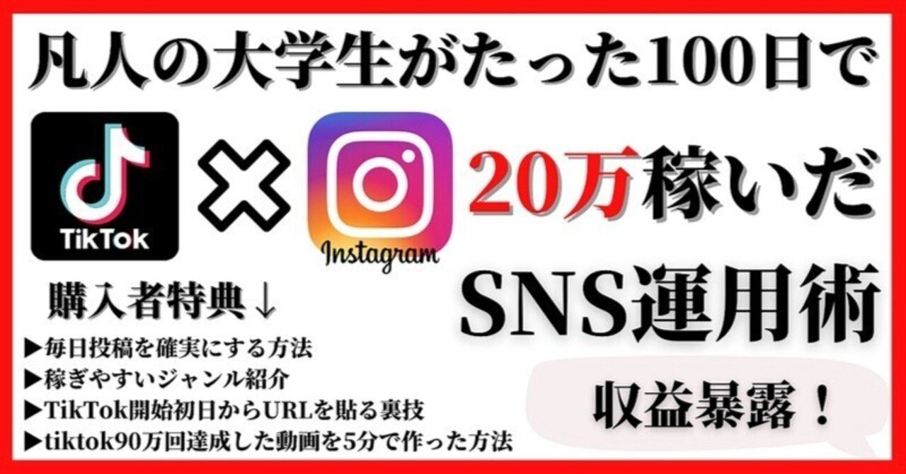 凡人大学生が、SNSだけで100日で20万稼いだ方法｜じゅんにい＠Brainソムリエ｜note